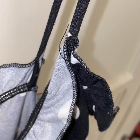 Hershe | Tops | Hershe Large Black White Poka Dot Spaghetti String Crop ...